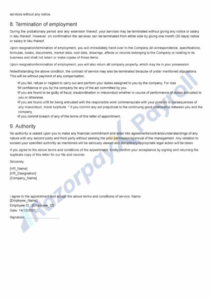 Appointment Letter | Format, Sample, Free Templates - Razorpay Payroll