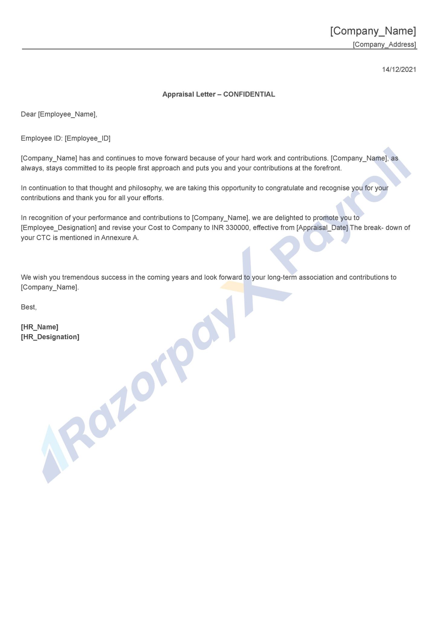 Appraisal Letter Format (+Free Samples & Templates) - Razorpay Payroll