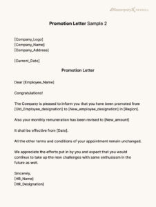Promotion Letter Format–Download Free Word Templates - RazorpayX Payroll